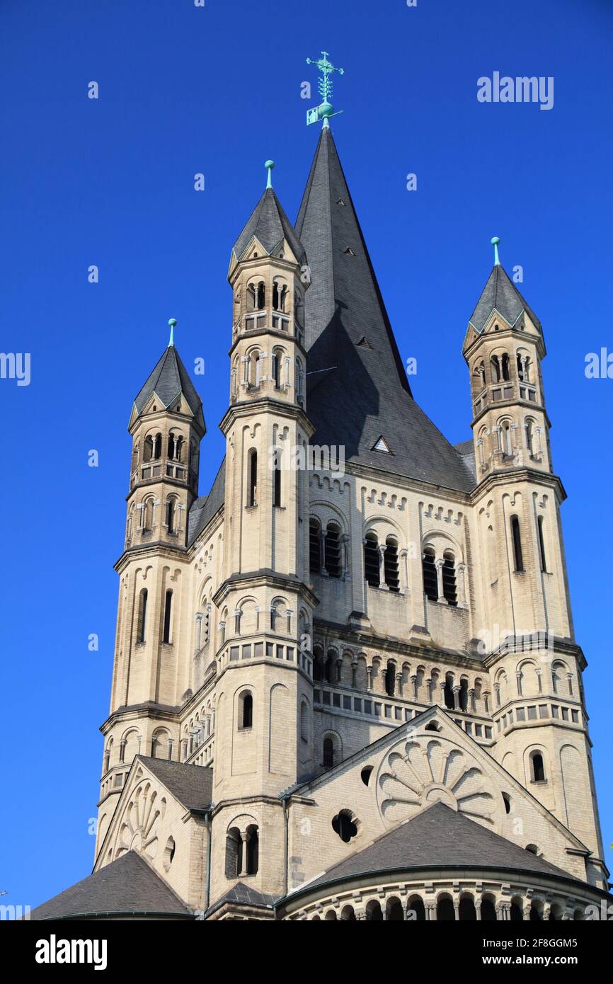 Great St Martin Church in Cologne, Germany. Romanesque Catholic church ...