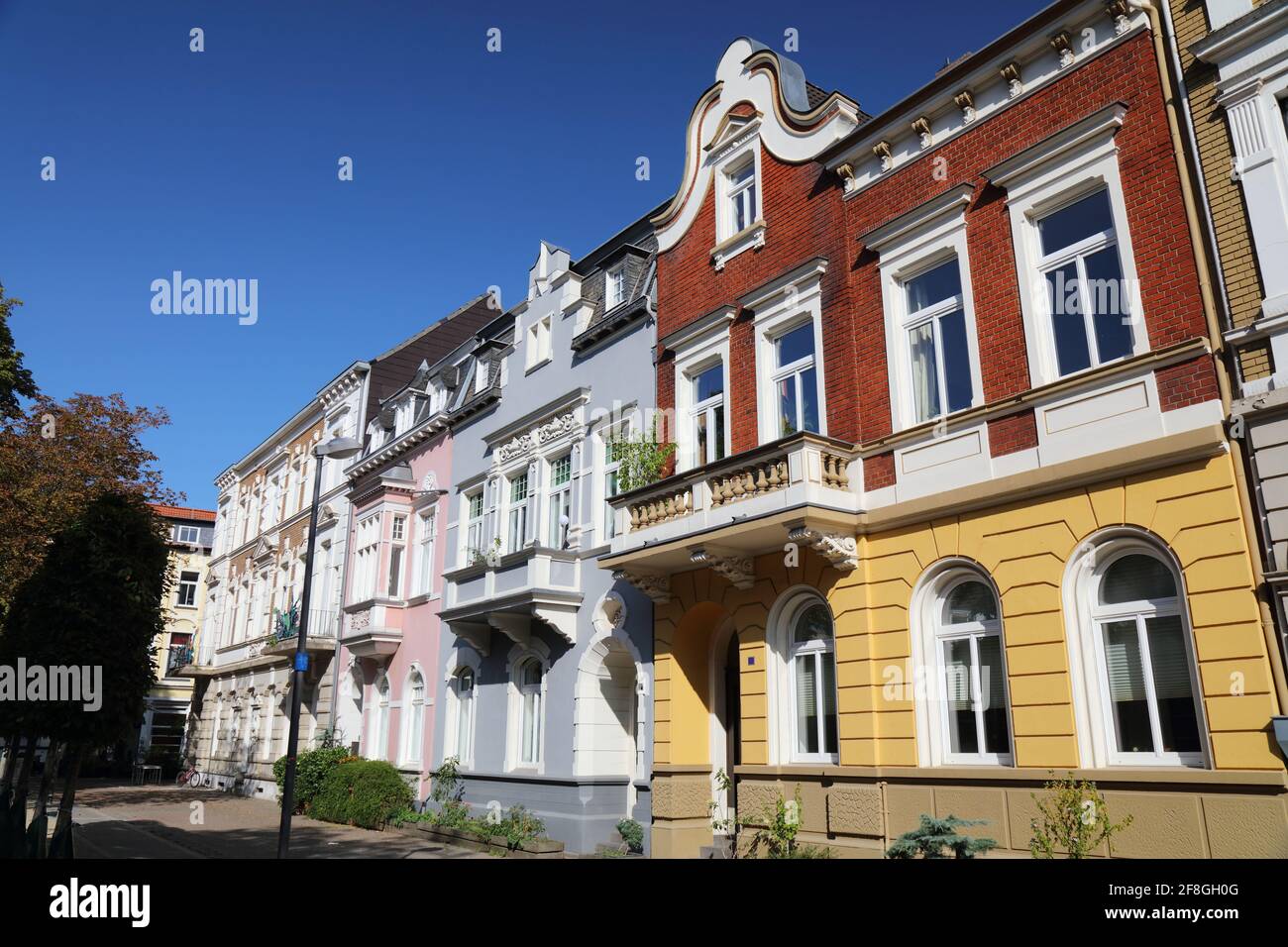 Krefeld city in Germany. Street view with old residential architecture ...