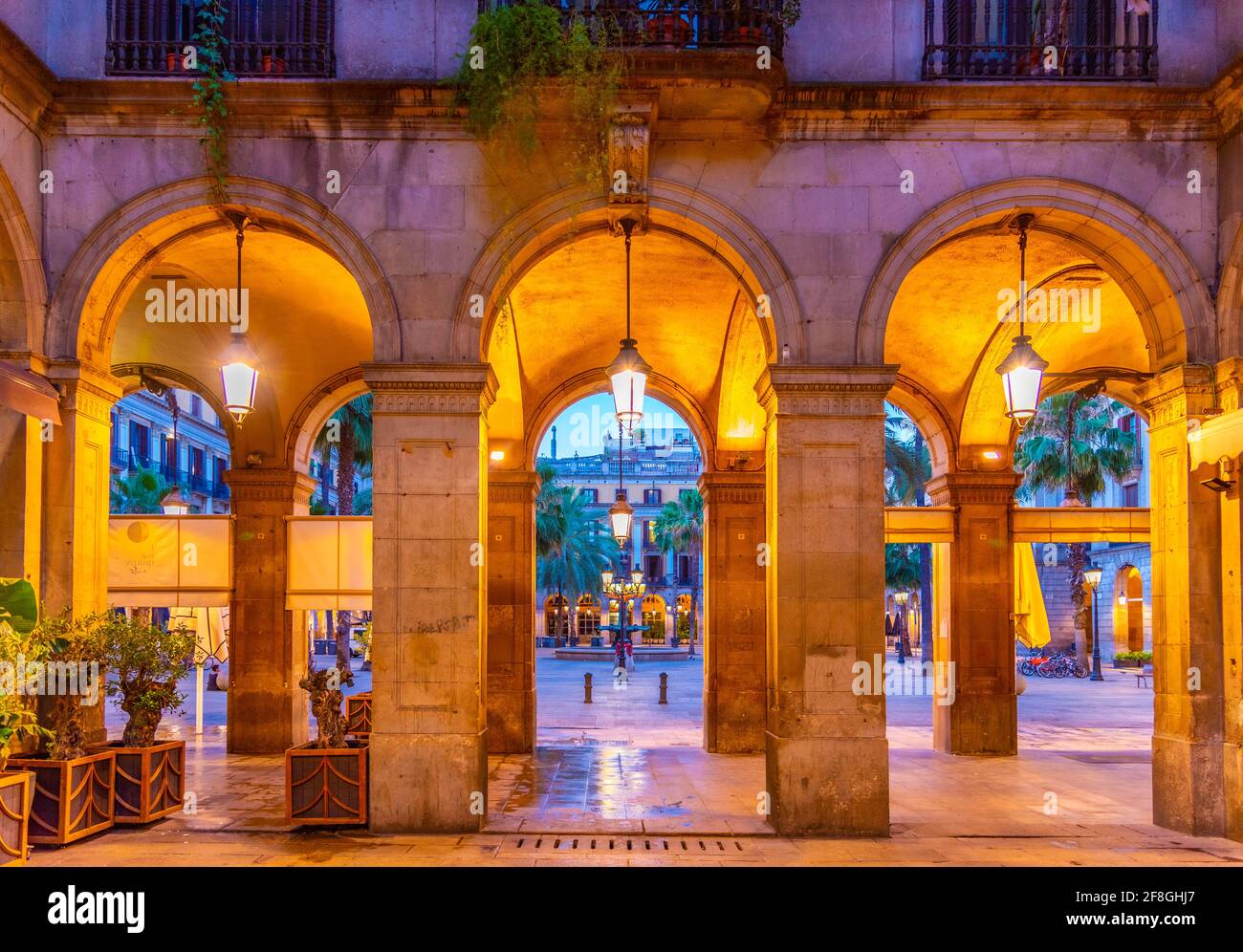 Arcade at Placa Reial in Barcelona, Spain Stock Photo - Alamy