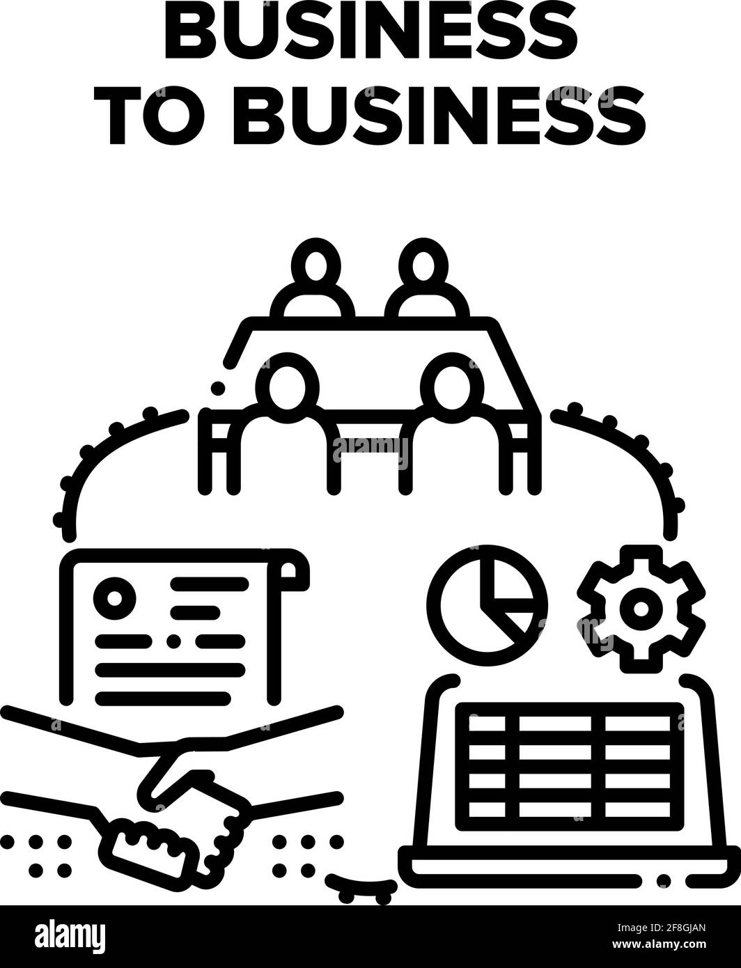 Business To Business Partner Vector Black Illustration Stock Vector ...