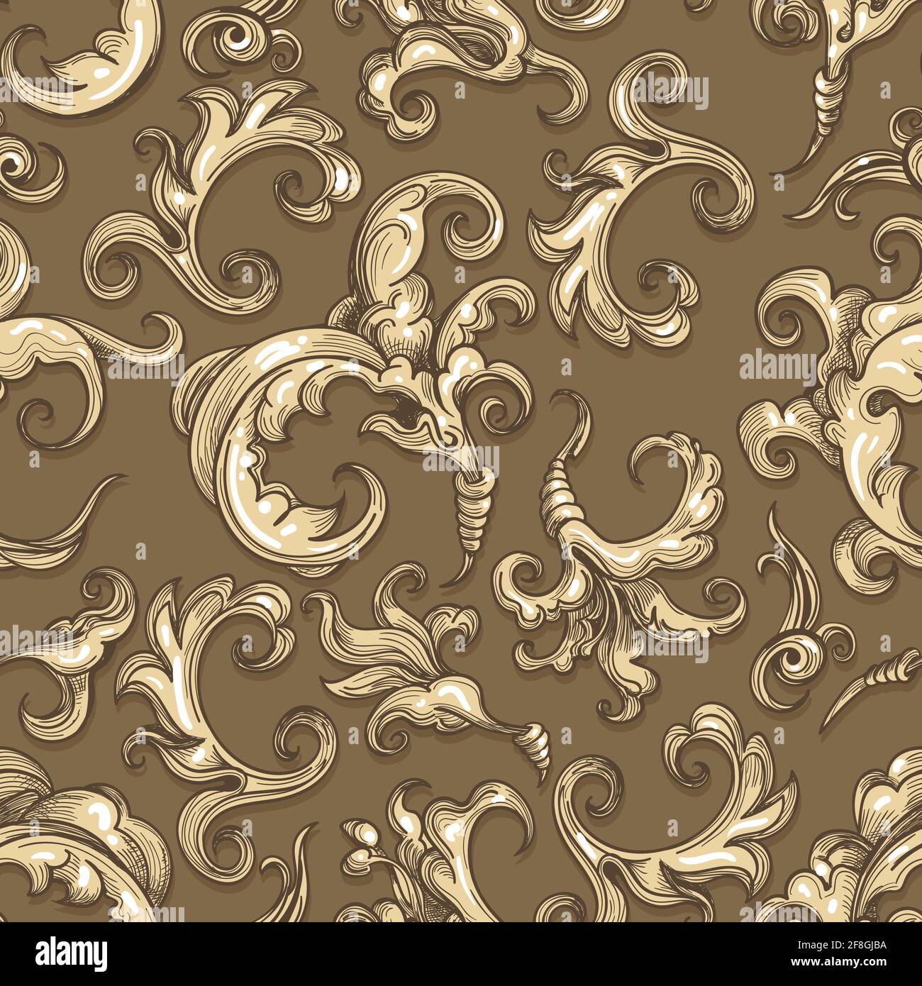 Vintage exquisite floral baroque seamless pattern. Vector illustration ...
