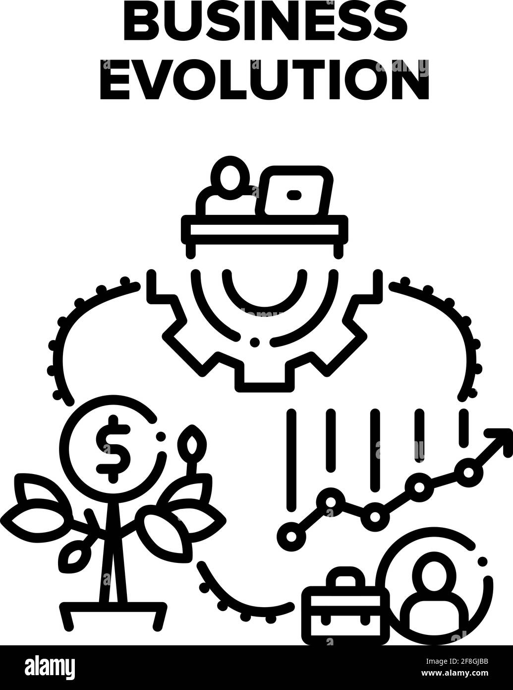 Business Evolution Process Vector Black Illustration Stock Vector Image ...
