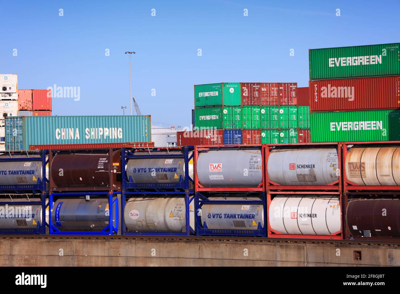 DUISBURG, GERMANY - SEPTEMBER 18, 2020: Shipping containers of ...