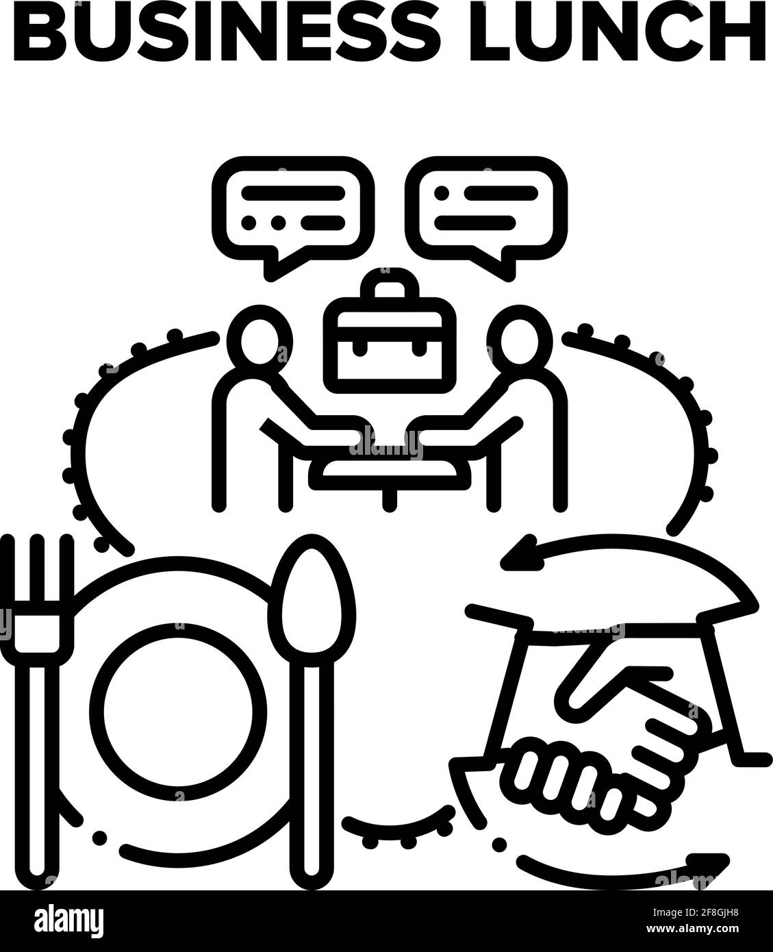 Business Lunch Vector Black Illustration Stock Vector Image & Art - Alamy