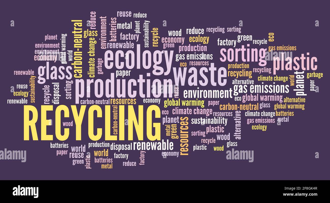 Recycling word cloud. Recycling and waste sorting concept Stock Photo ...