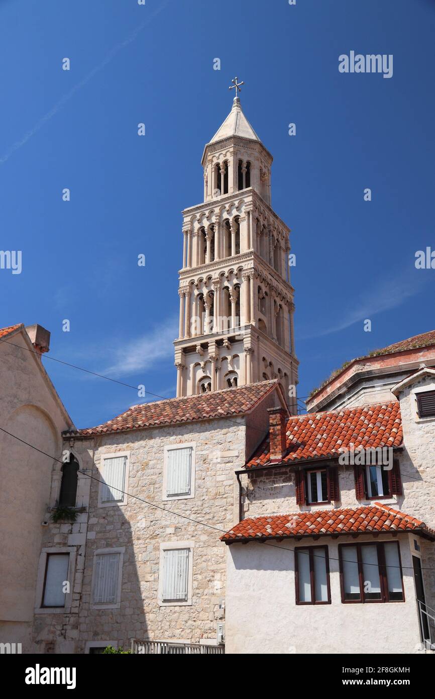 Split landmark. Old Town in Croatia. UNESCO World Heritage Site ...