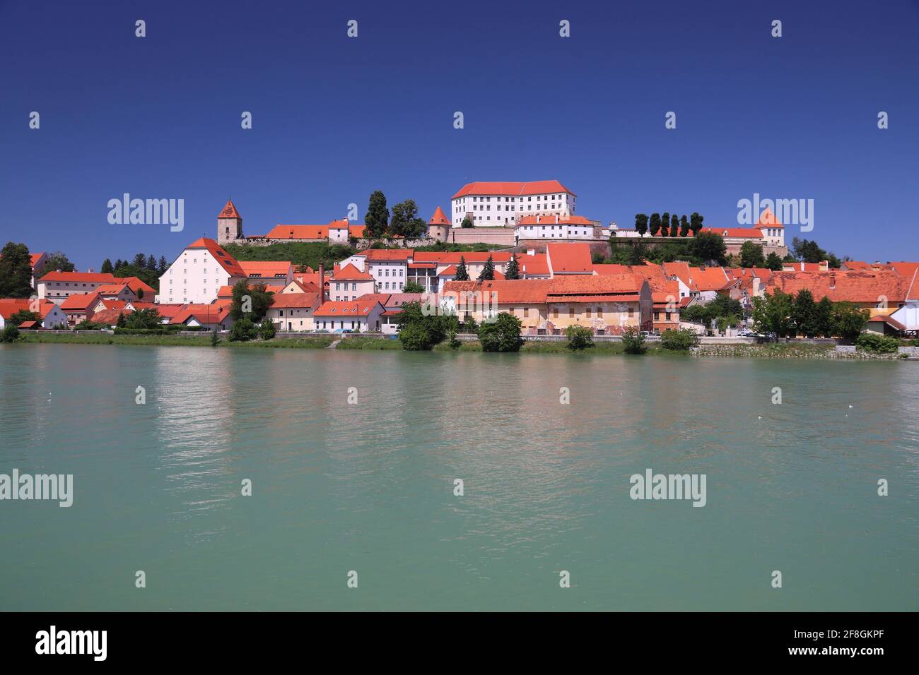 Ptuj Castle in Slovenia. Medieval landmark alongside Drava river in ...