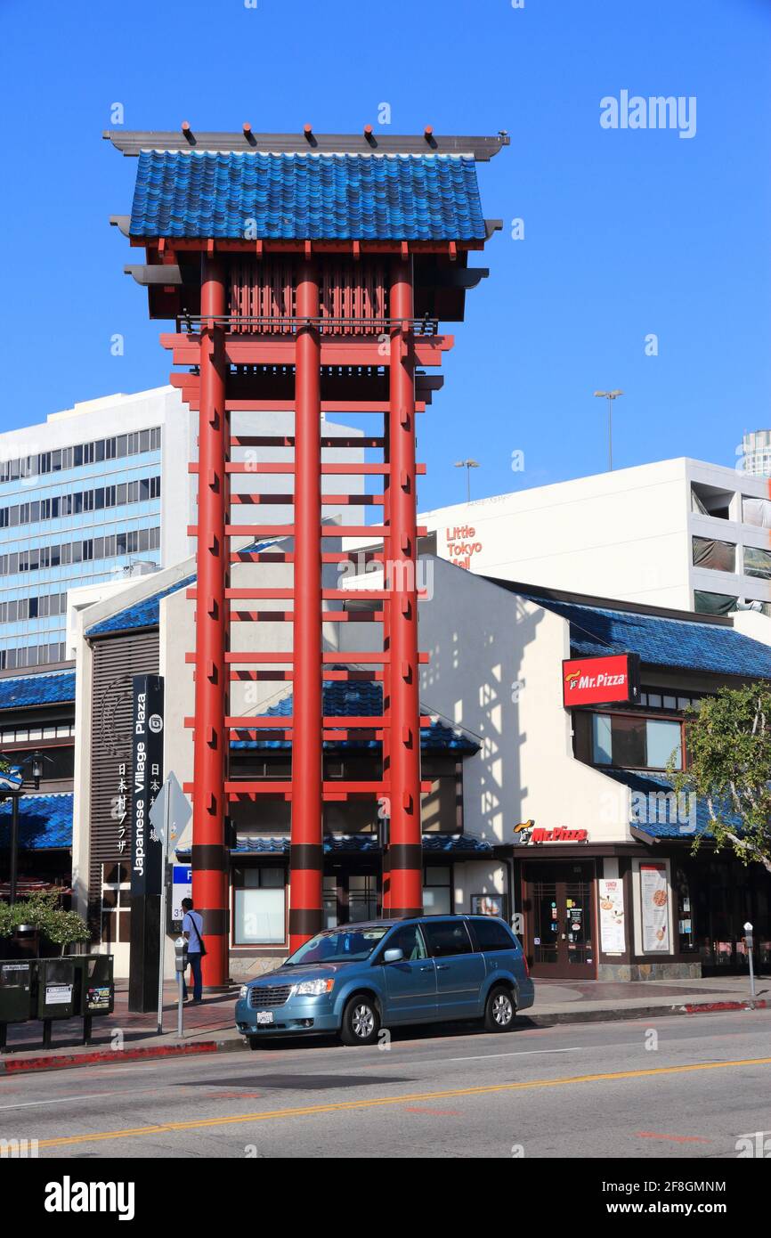 LOS ANGELES, USA - APRIL 5, 2014: Japanese Watchtower, tourist ...