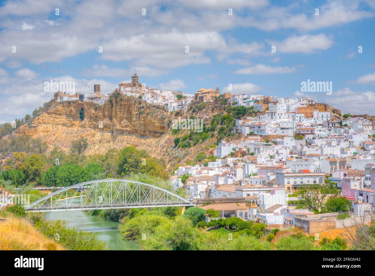 Arcos de la Frontera, one of famous pueblos blancos, in Spain Stock ...