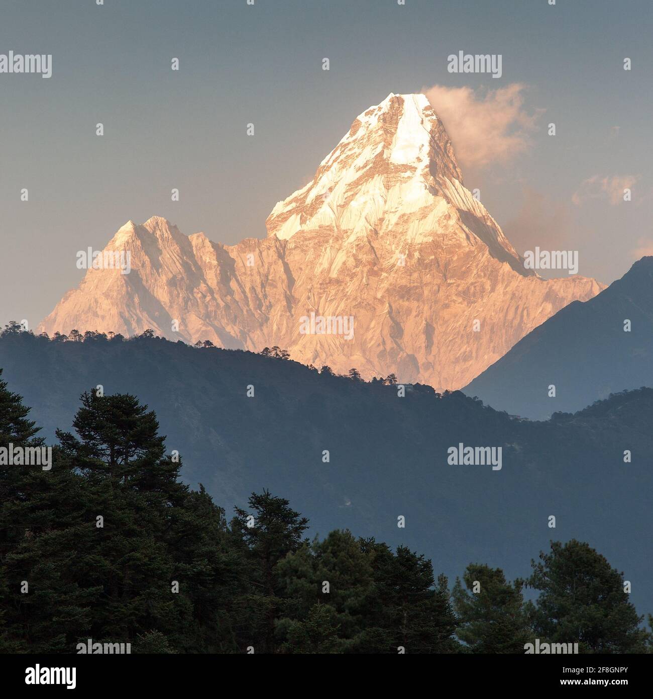 evening view of Ama Dablam, one of the best mountain on the way to ...