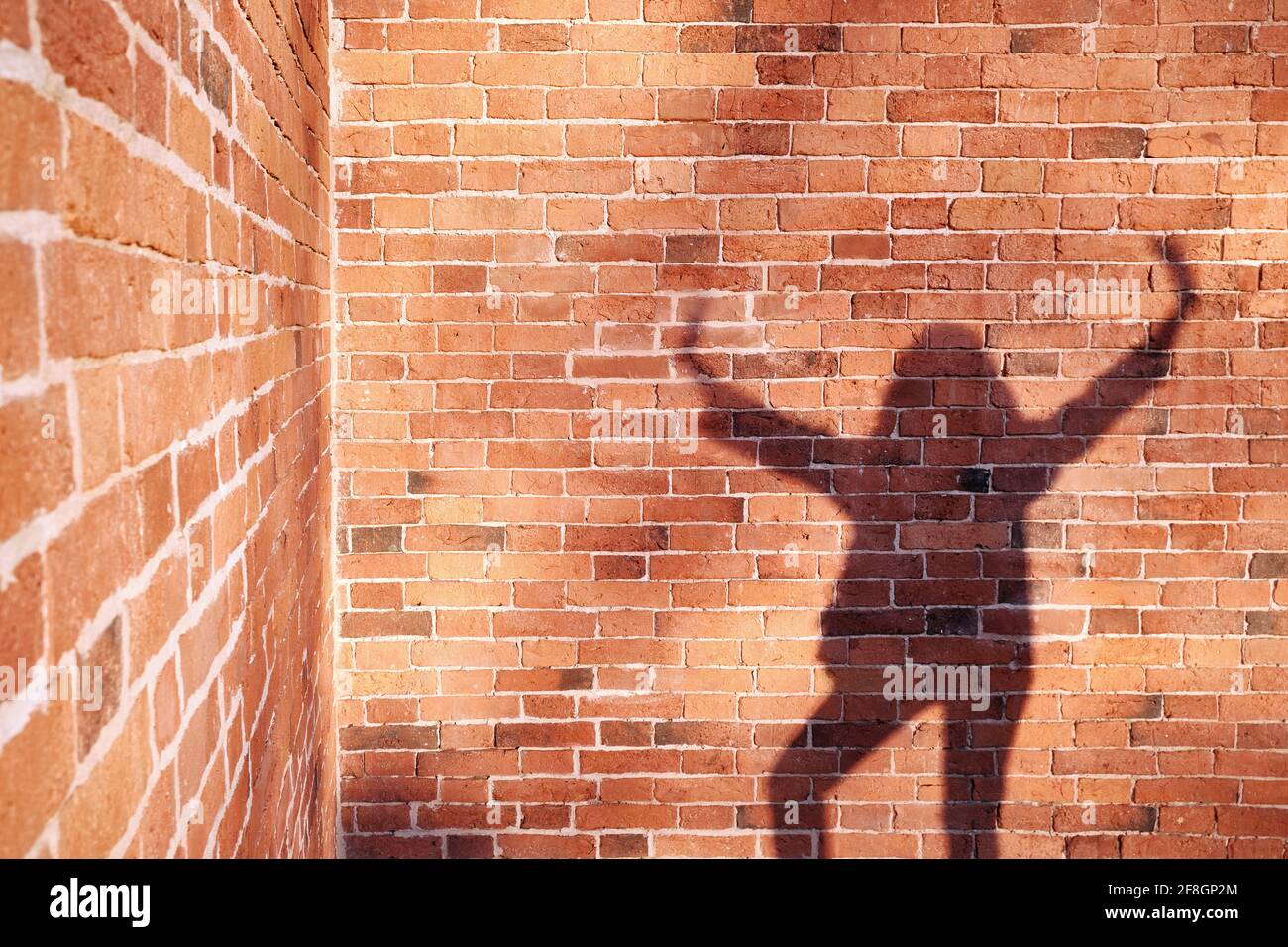 Shadow of a man on a brick wall background Stock Photo - Alamy
