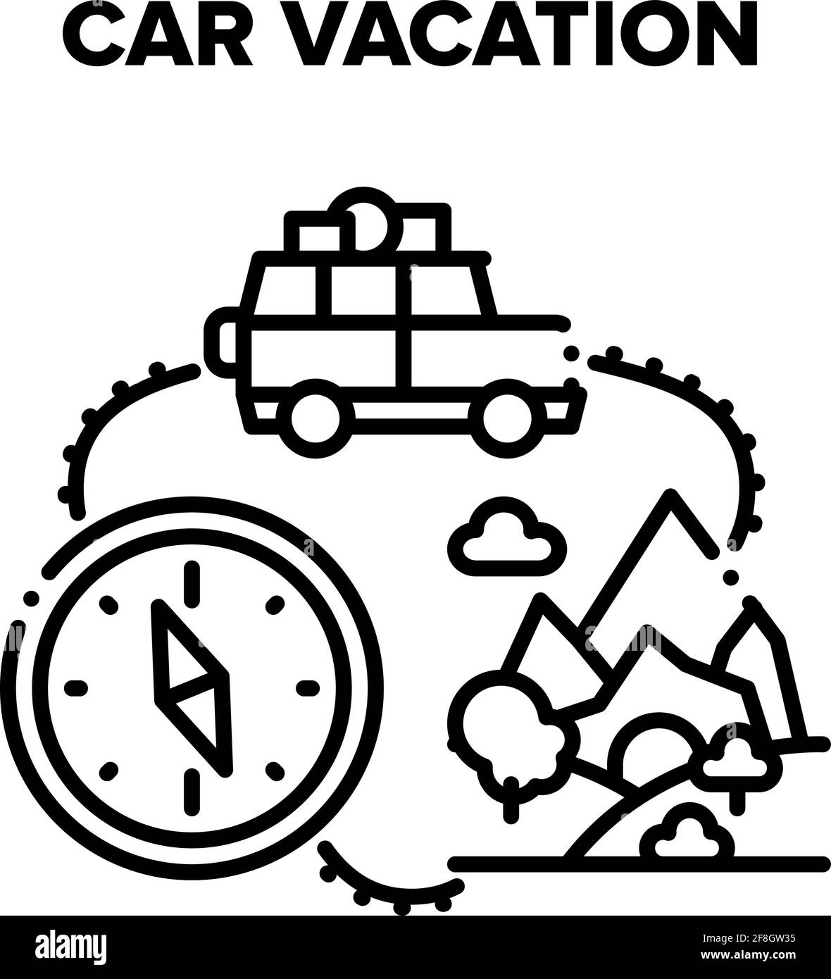 Car Vacation Vector Black Illustration Stock Vector Image & Art - Alamy