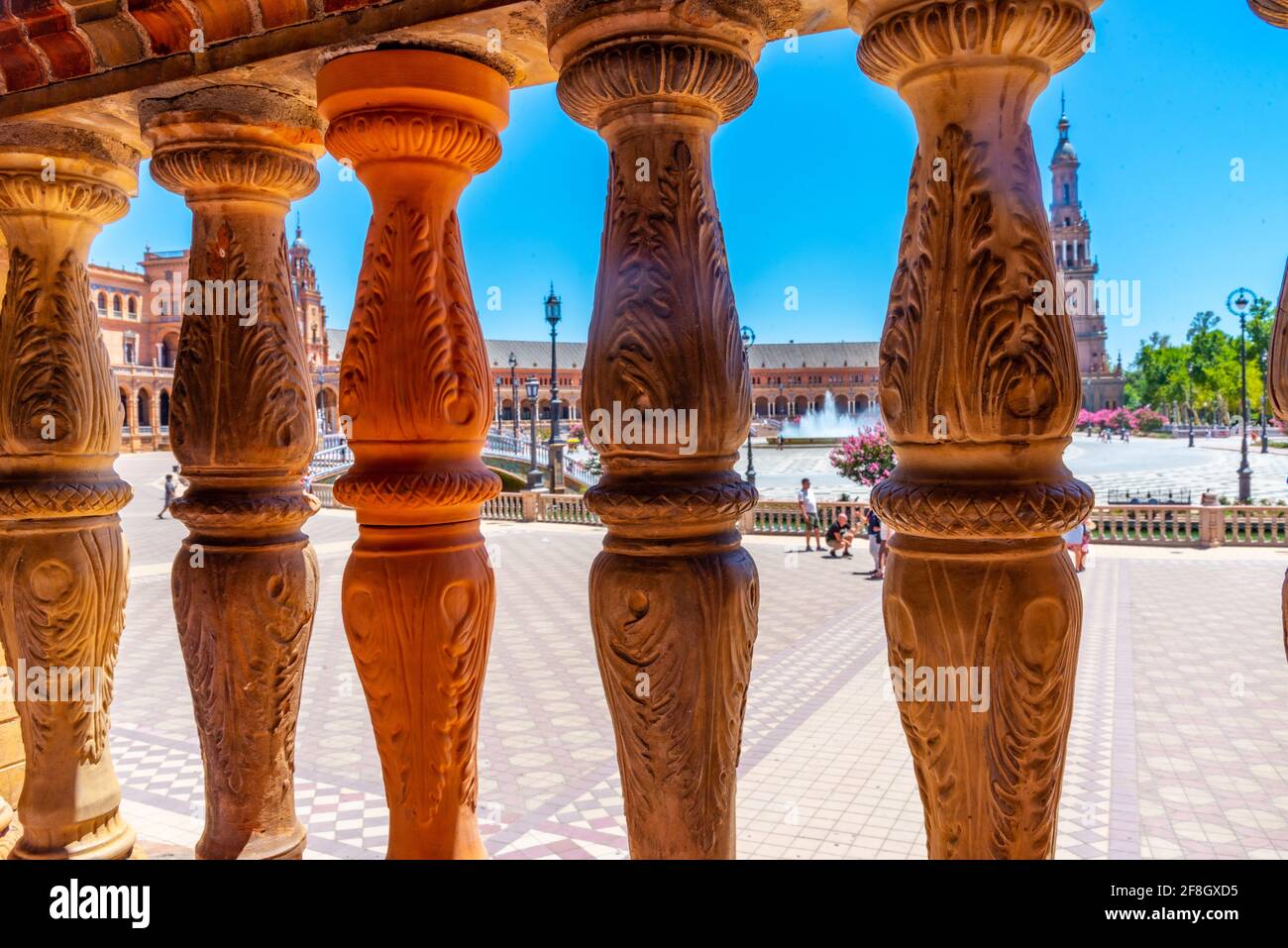 Plaza de Espana viewed through ceramic tiles, Sevilla, Spain Stock ...