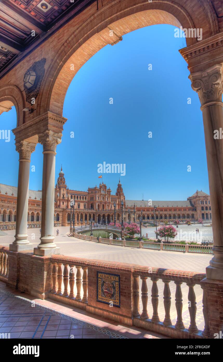 View of an arcade at Plaza de Espana in Sevilla, Spain Stock Photo - Alamy