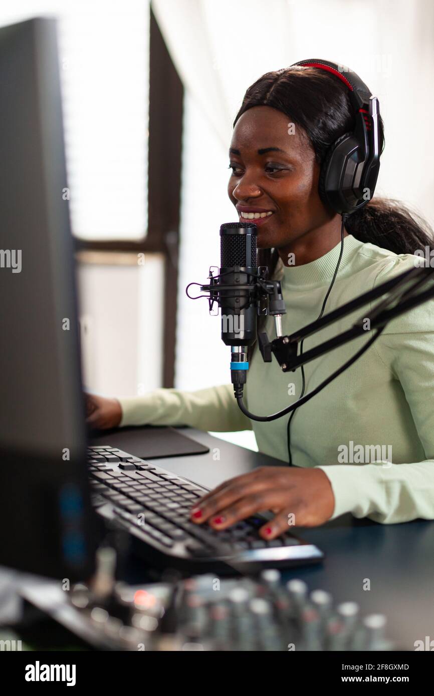 African professional space shooter streamer discussing strategy with ...