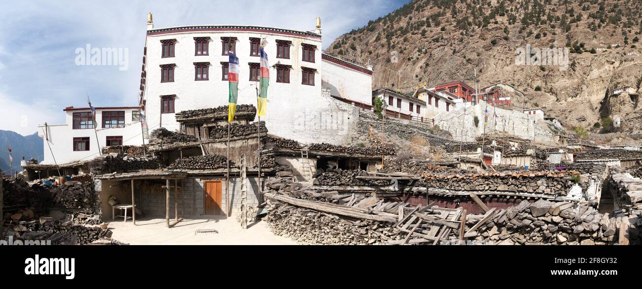 Panoramic view of Marpha village and monastery, one of the best ...