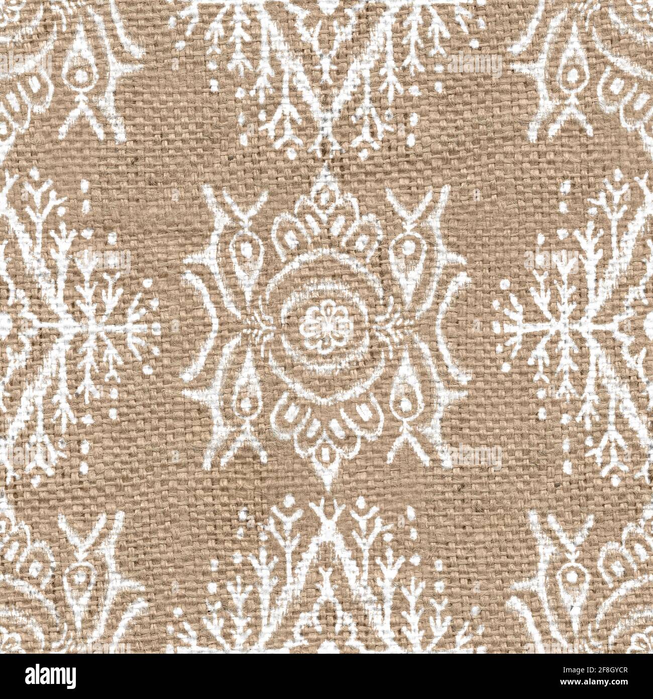 Seamless burlap with white paint pattern overlay Stock Photo - Alamy
