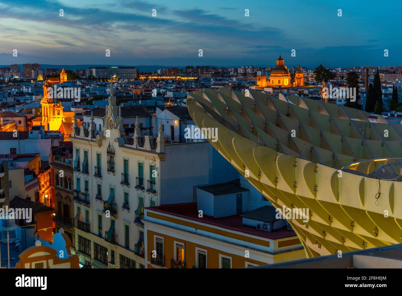 Night view of illuminated Setas de Sevilla in Spain Stock Photo - Alamy