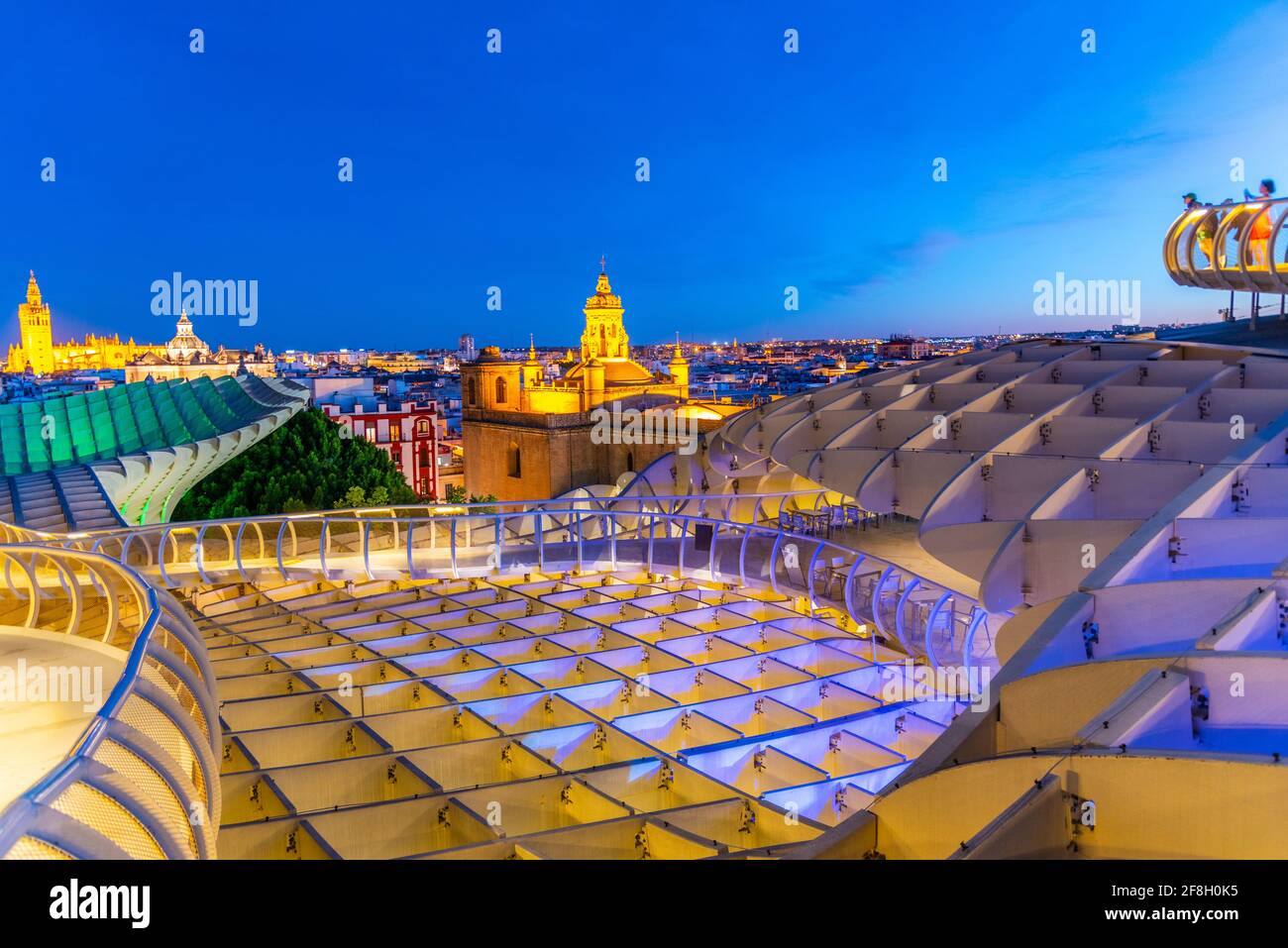 Churches in Sevilla viewed from Setas de Sevilla mushroom structure ...
