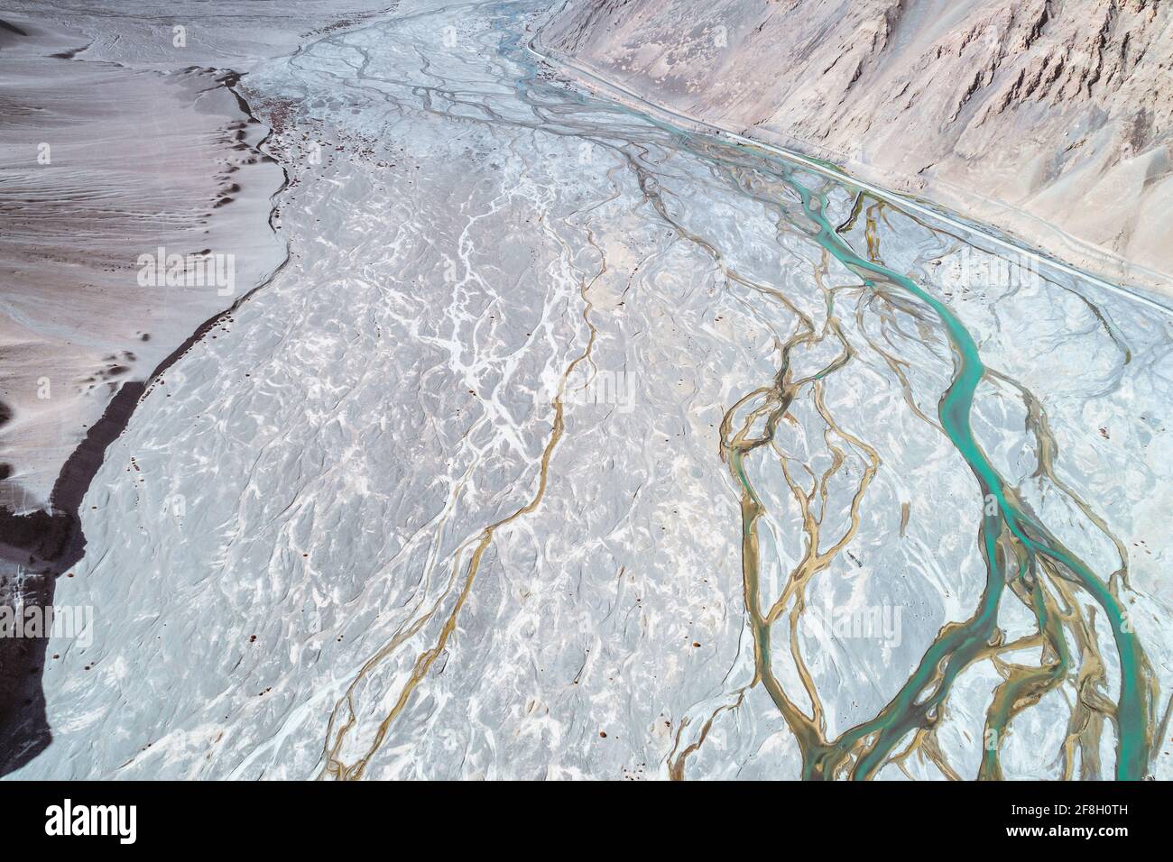 Aerial photography of the dry riverbed Stock Photo - Alamy