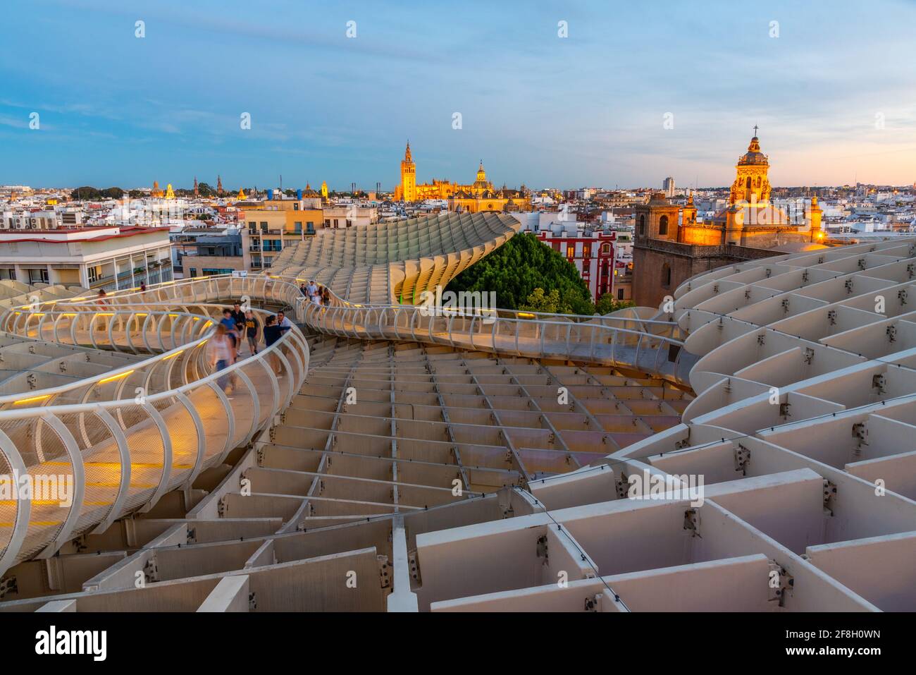 Churches in Sevilla viewed from Setas de Sevilla mushroom structure ...