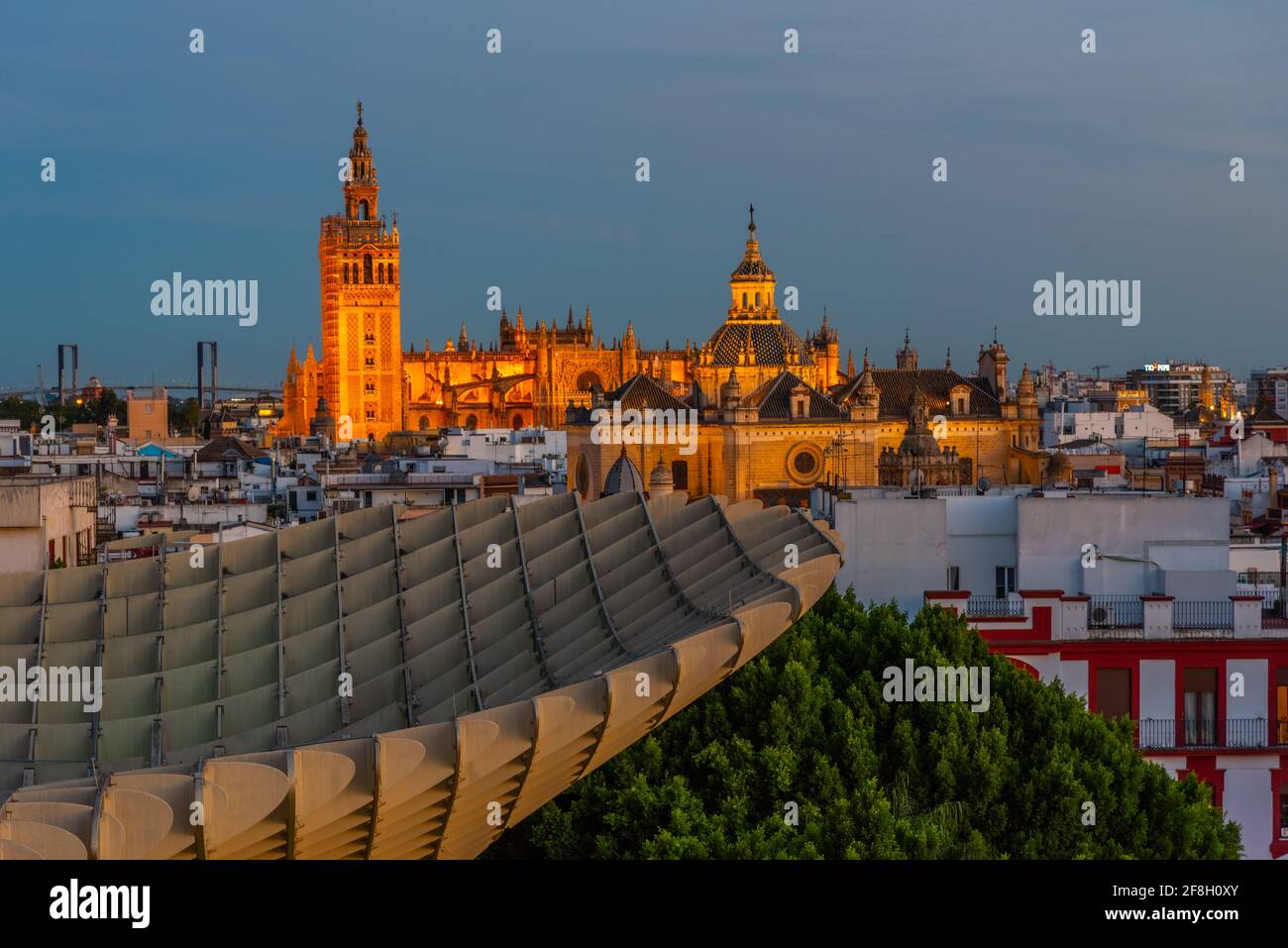Night view of illuminated cathedral in Sevilla, Spain Stock Photo - Alamy