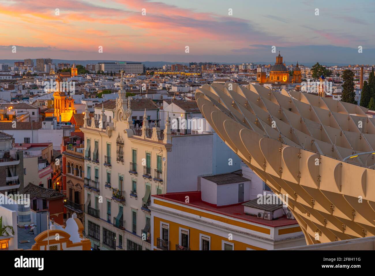 Sunset view of Setas de Sevilla in Spain Stock Photo - Alamy