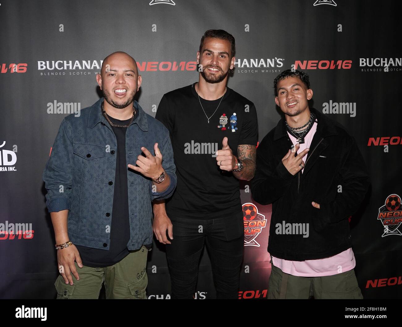 FORT LAUDERDALE, FLORIDA - APRIL 13: Lex Borrero and Tainy arrive at the NEON16 & La Industria ...