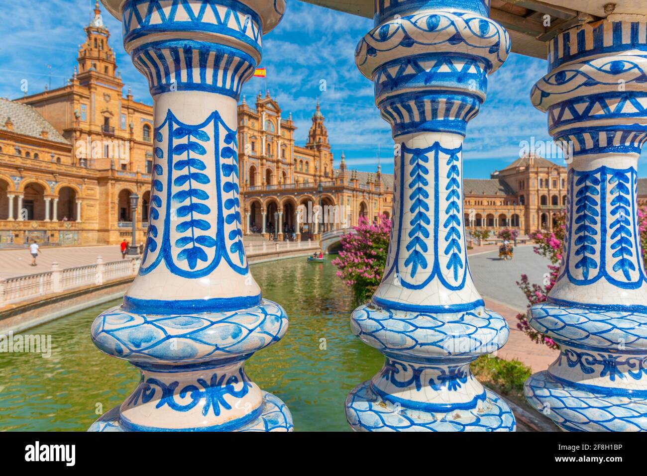 Plaza de Espana viewed through ceramic tiles, Sevilla, Spain Stock ...