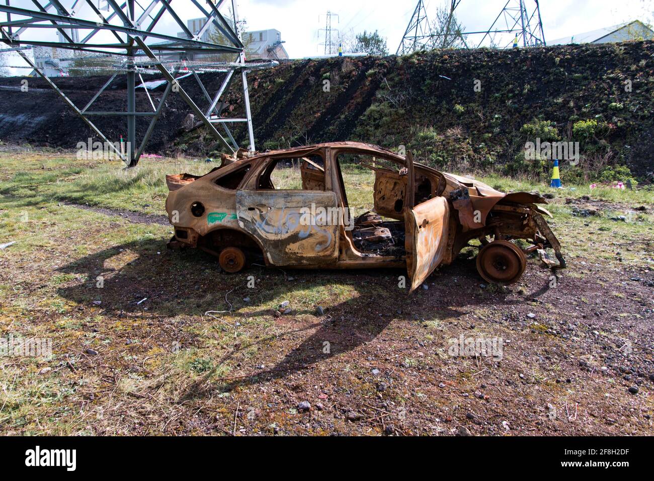 Stolen & dumped car Stock Photo - Alamy