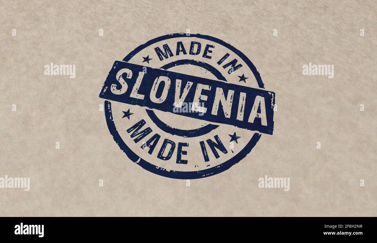 Made in Slovenia stamp icons in few color versions. Factory ...