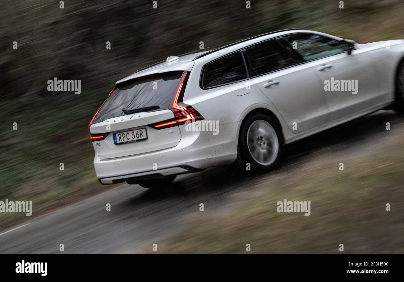 Volvo V90 AWD T6 Recharge. A car driving on a road Photo Anders Wiklund / TT / code 10040 Stock ...