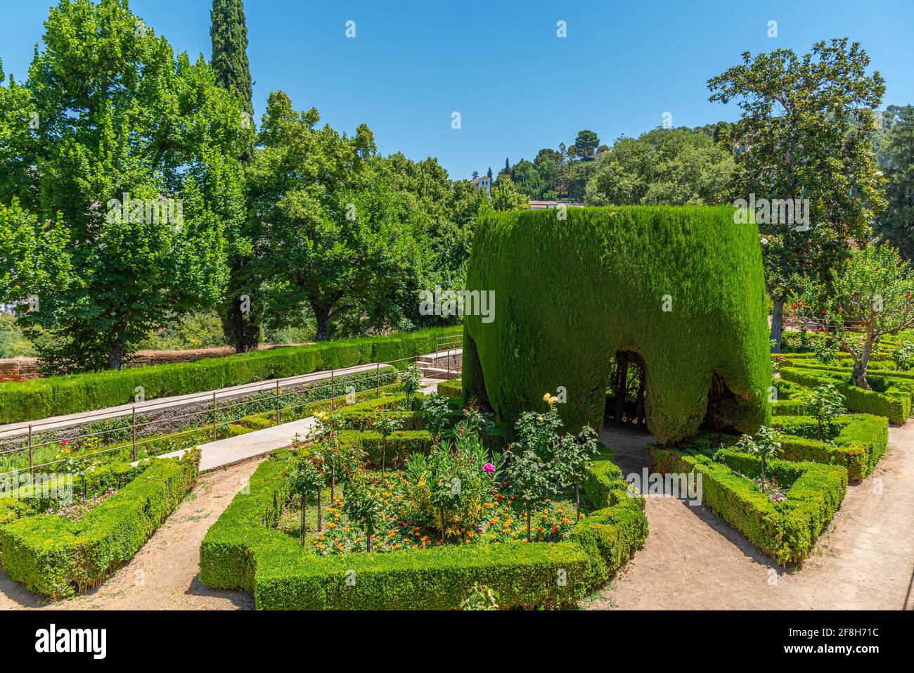Jardines del Partal inside of the Alhambra Palace in Granada, Spain ...