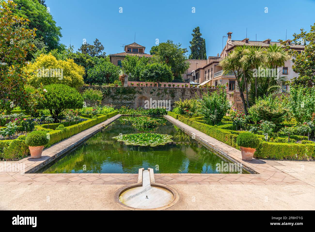 Jardines del Partal inside of the Alhambra Palace in Granada, Spain ...