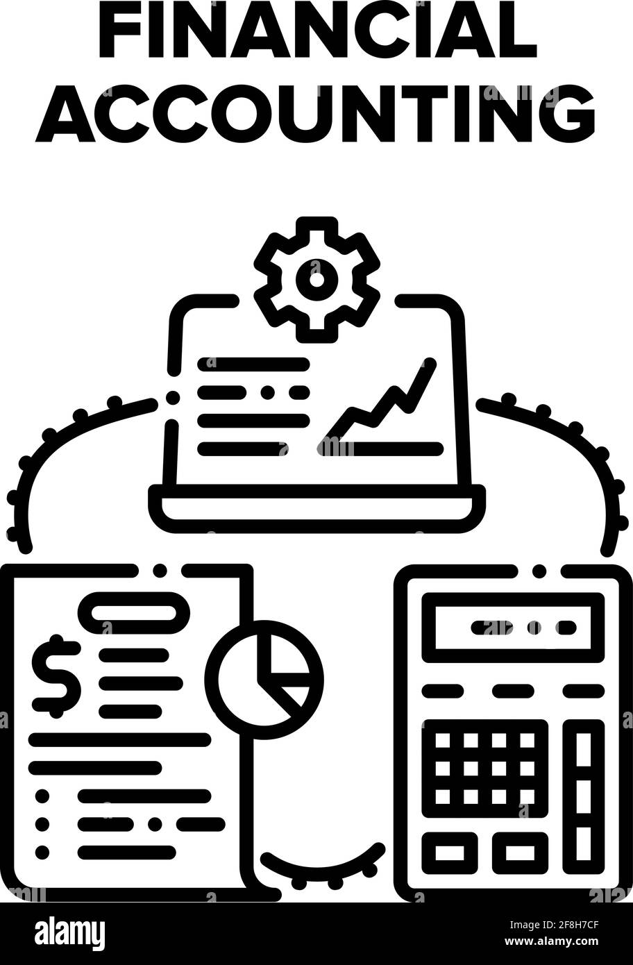 Financial Accounting Work Vector Black Illustration Stock Vector Image ...