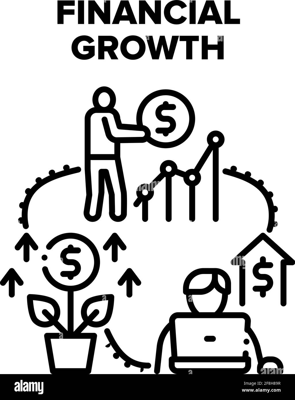 Financial Growth Vector Black Illustration Stock Vector Image & Art - Alamy