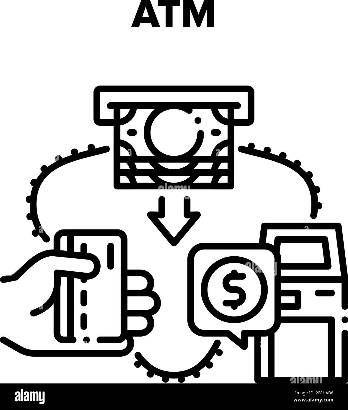 Atm Bank Machine Vector Black Illustration Stock Vector Image & Art - Alamy