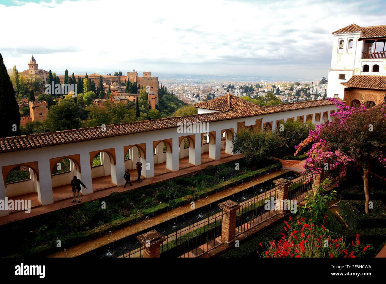 Spain, Andalusia, Granada, the lower gardens of the Generalife Stock ...
