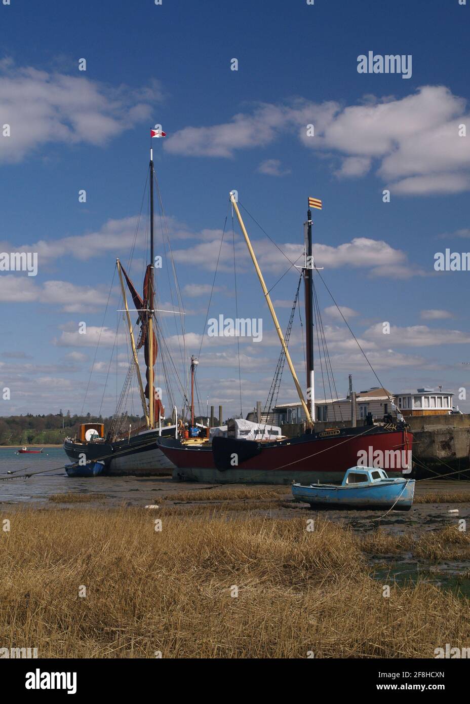 Traditional sailing barges on the River Orwell at Pin Mill, Suffolk ...