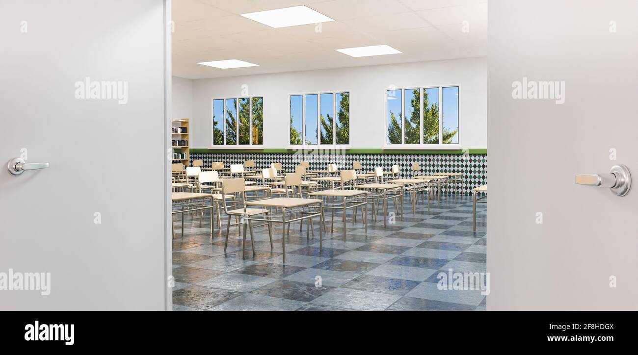 Empty classroom from front view hi-res stock photography and images - Alamy