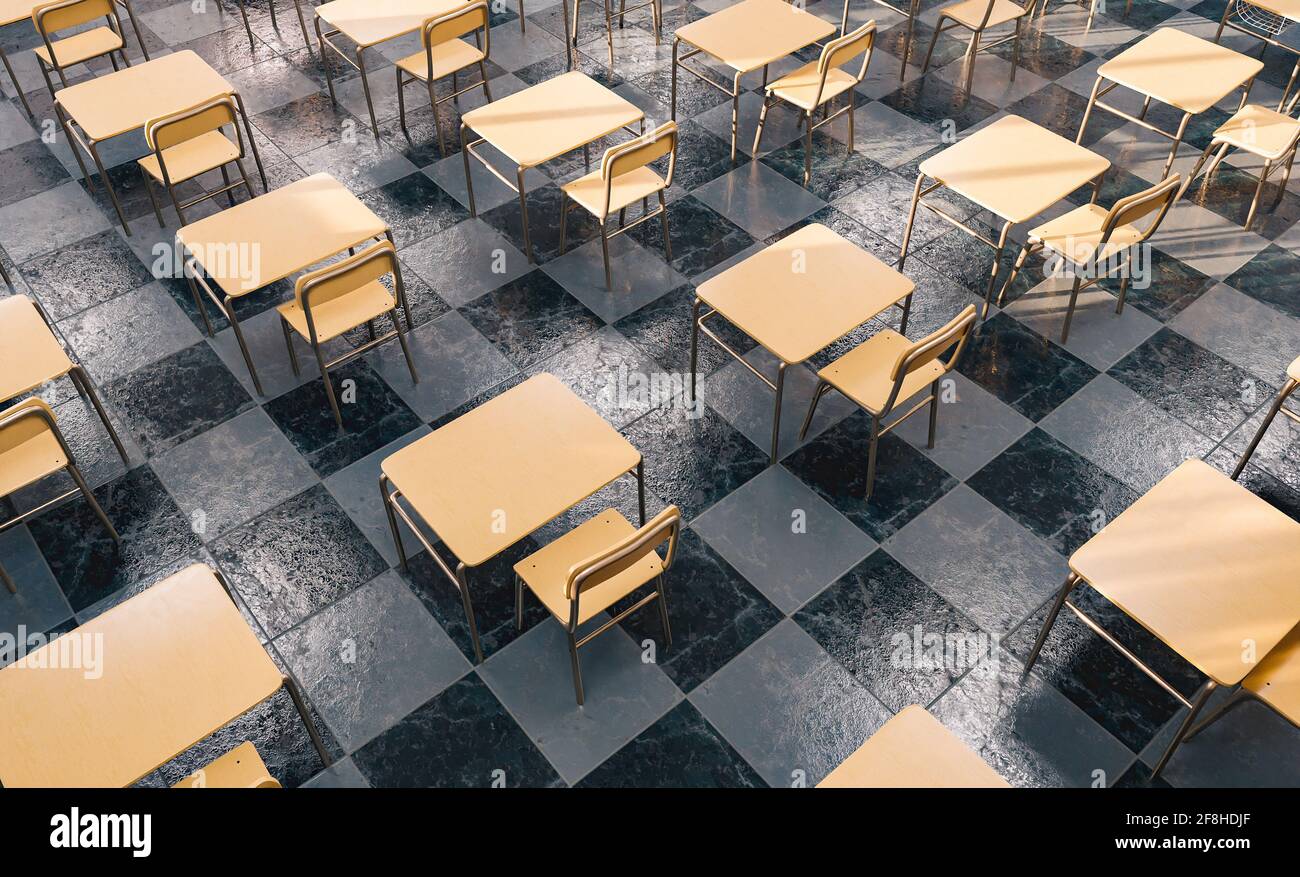 pattern of desks in an classroom seen from above Stock Photo - Alamy