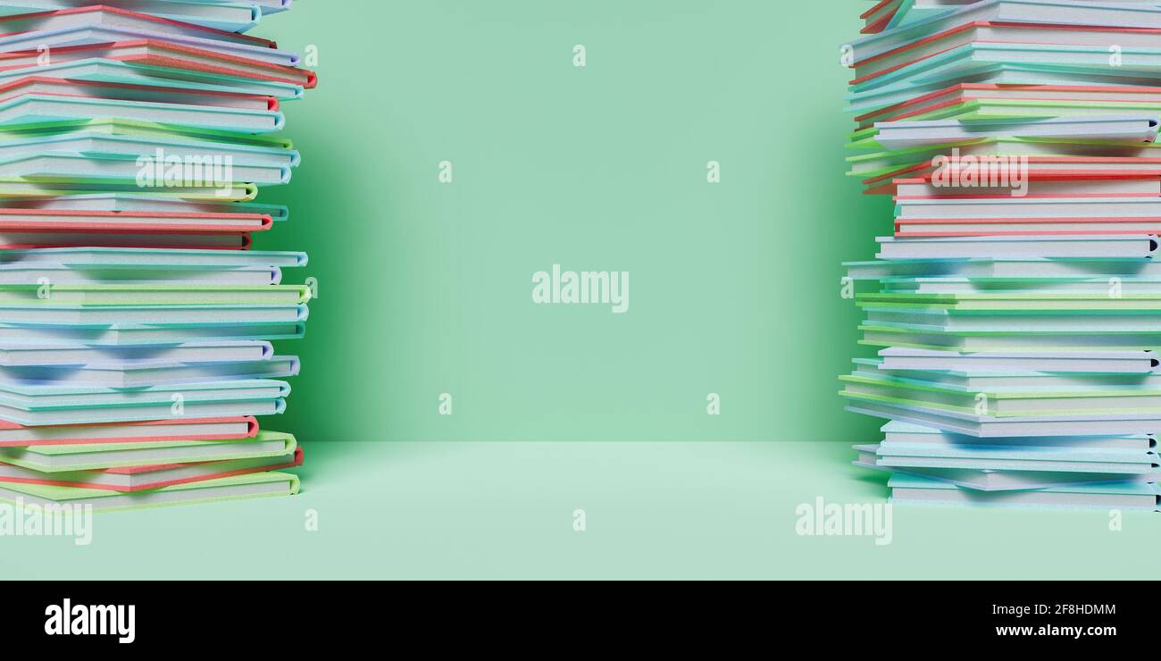 banner of colored book columns on the sides Stock Photo - Alamy