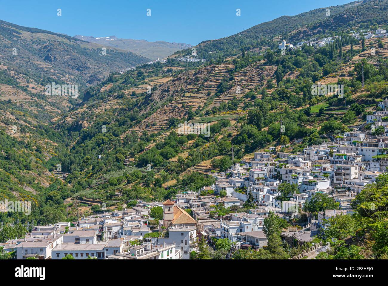 Aerial view of Pampaneira, one of Las Alpujarras white villages in ...