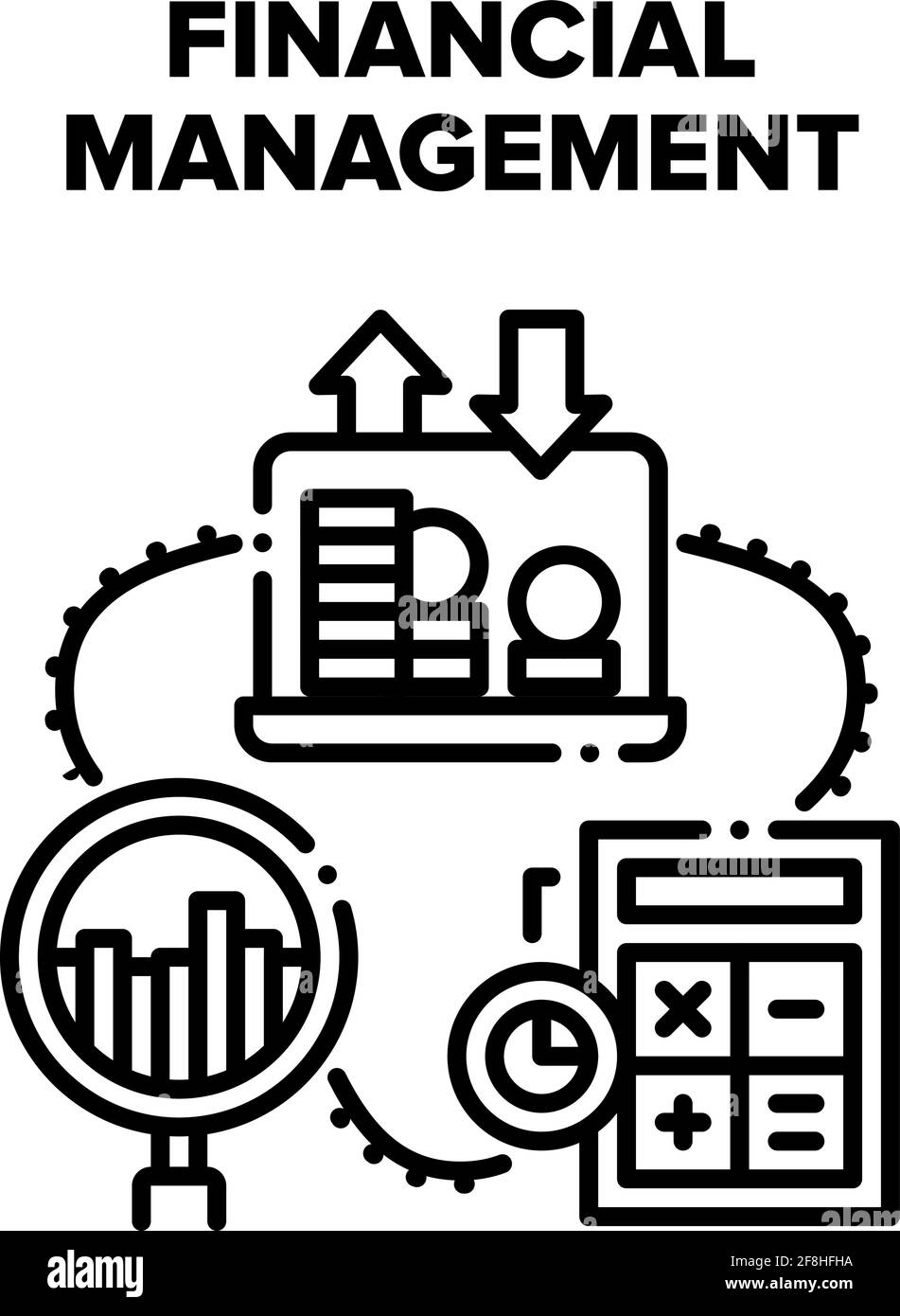 Financial Management Strategy Vector Black Illustration Stock Vector ...
