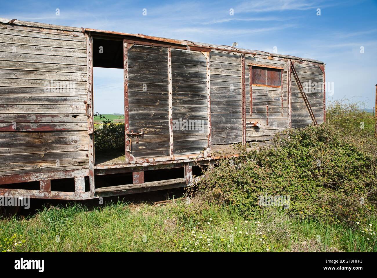 abandoned train station, old rusty train carriages Stock Photo - Alamy