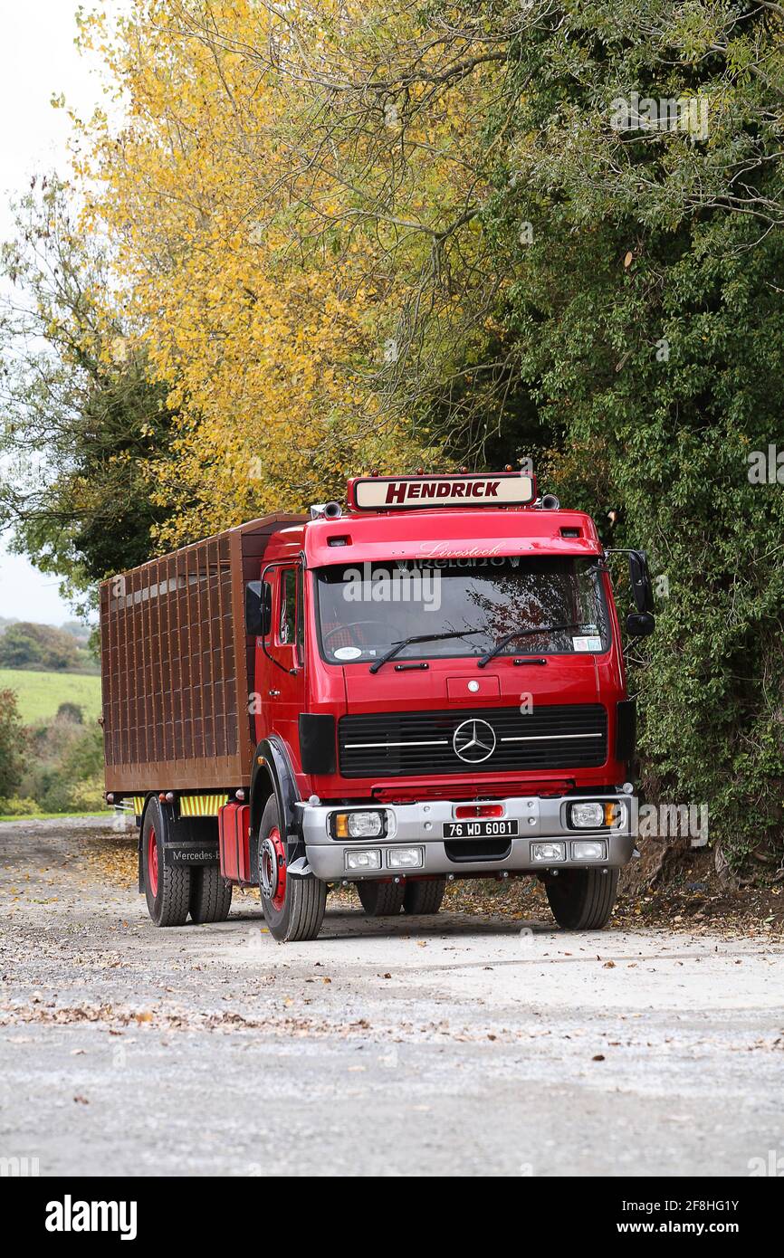 1976 Mercedes livestock lorry 1632 model Stock Photo - Alamy