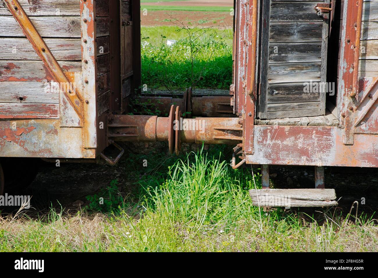 Old wagon, train wagon at an old station on the rails Stock Photo - Alamy