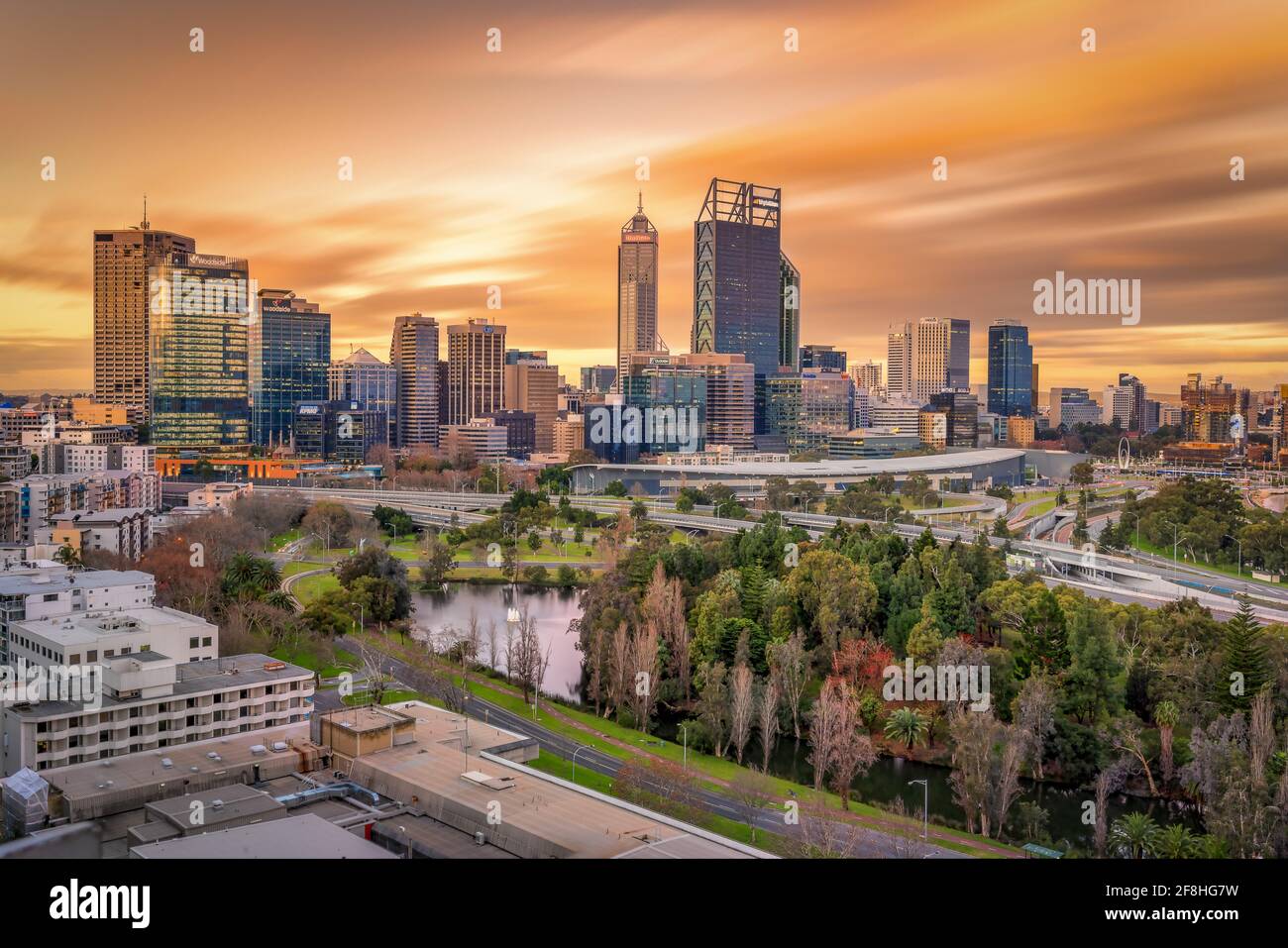 Perth's Skyline at sunset Stock Photo - Alamy
