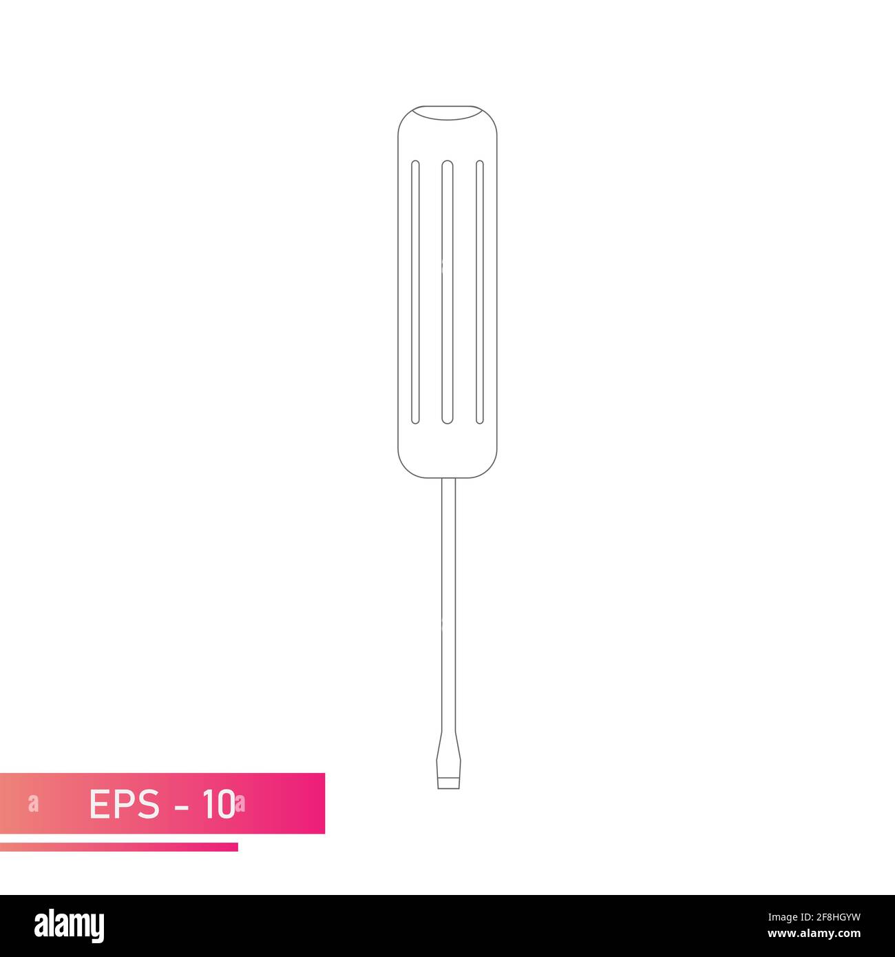 A flat screwdriver with a simple, classic shape. Linear design. On a ...