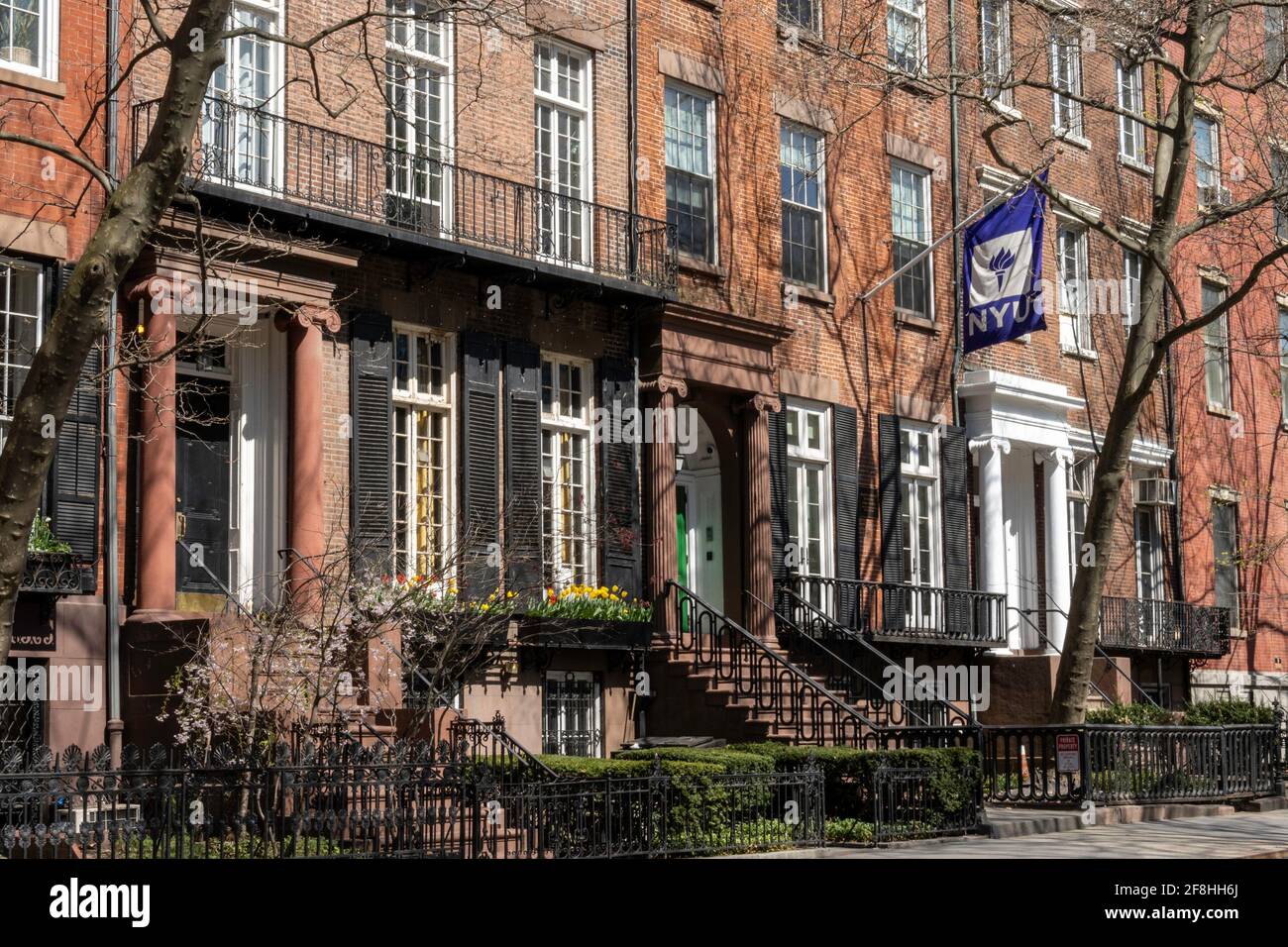 NYU School Brownstones, Washington Square North, NYC Stock Photo - Alamy